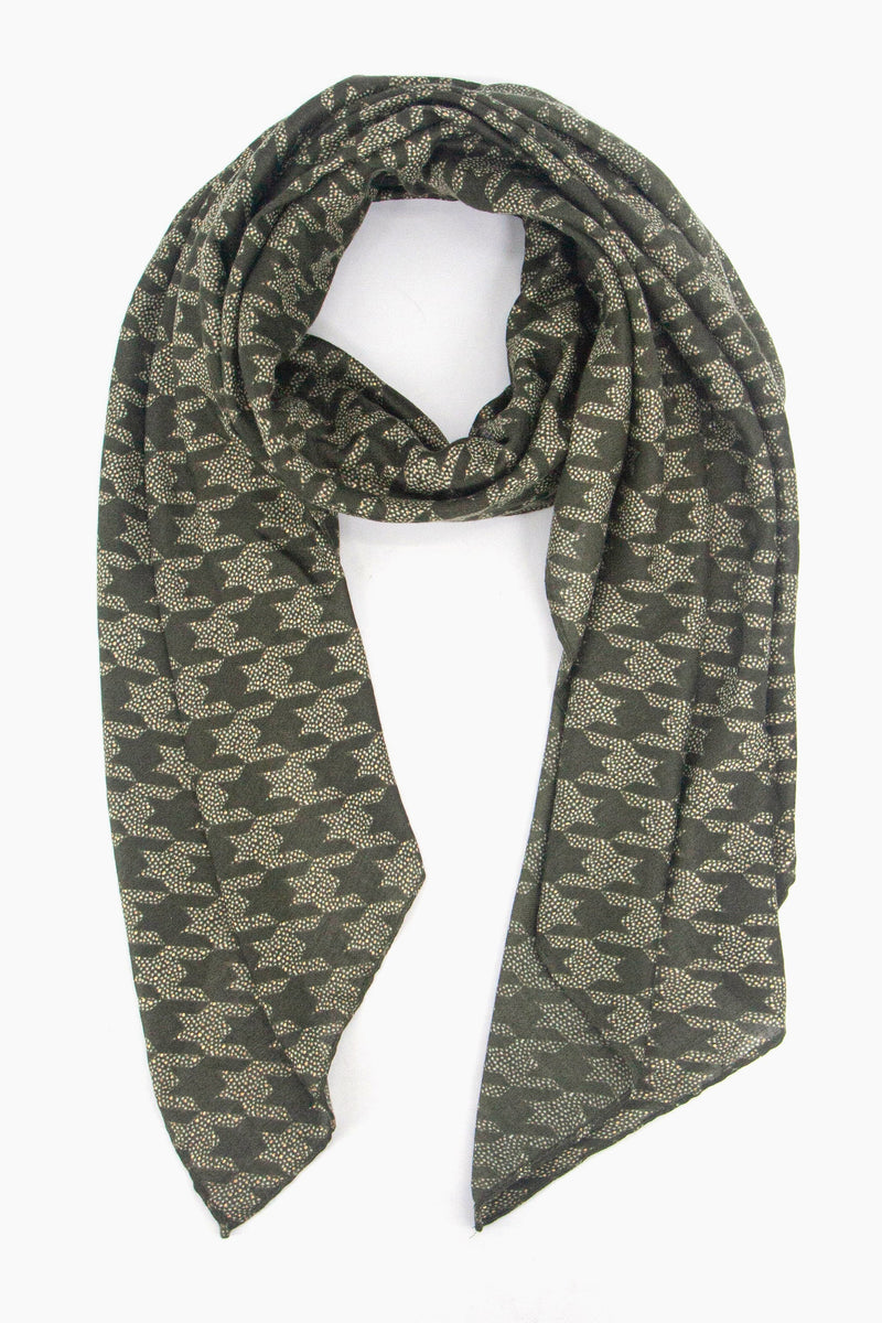 sartaandco – Sarta Khaki Houndstooth Foil Scarf Autumn Scarves Womens ...