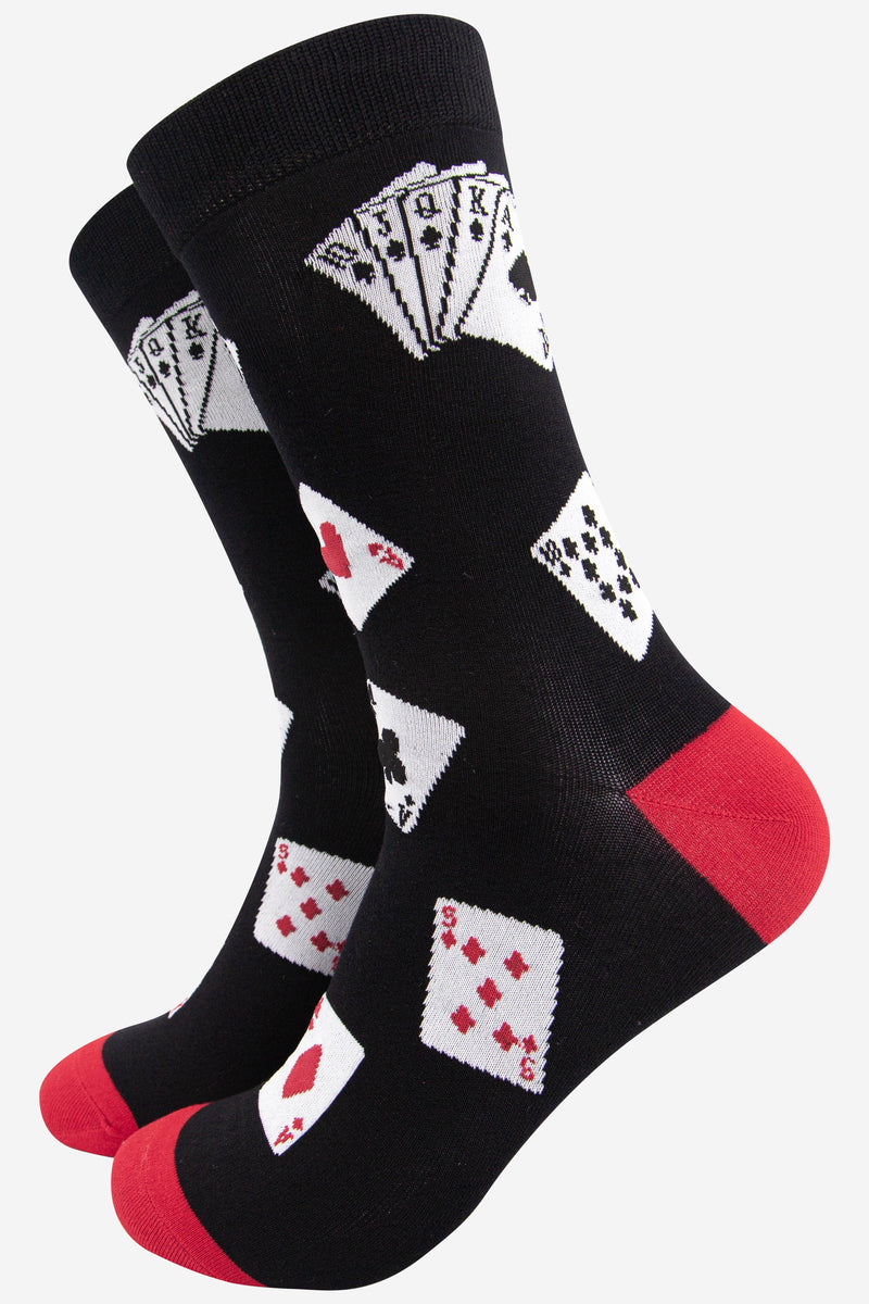 sartaandco – Men's Poker Bamboo Socks Royal Flush Playing Cards Black ...